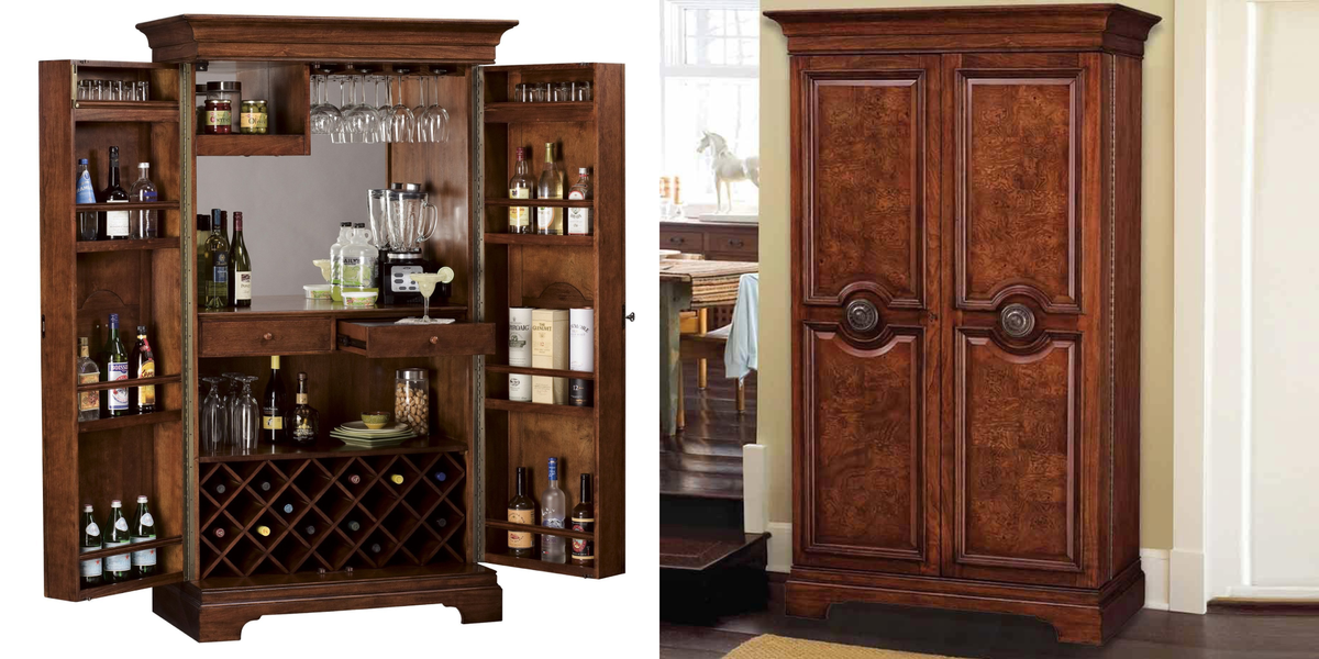 How to Incorporate a Hidden Bar Cabinet into your Living Room - Home ...
