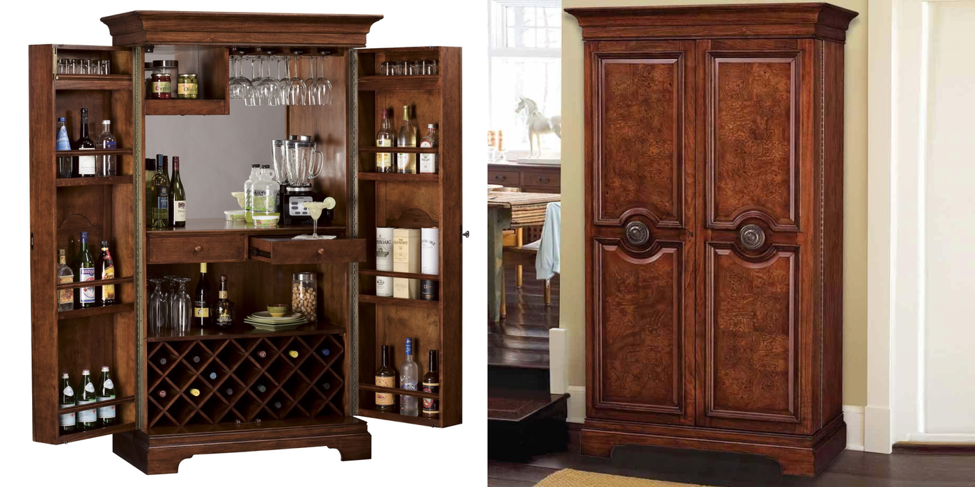 How to Incorporate a Hidden Bar Cabinet into your Living Room - Home ...