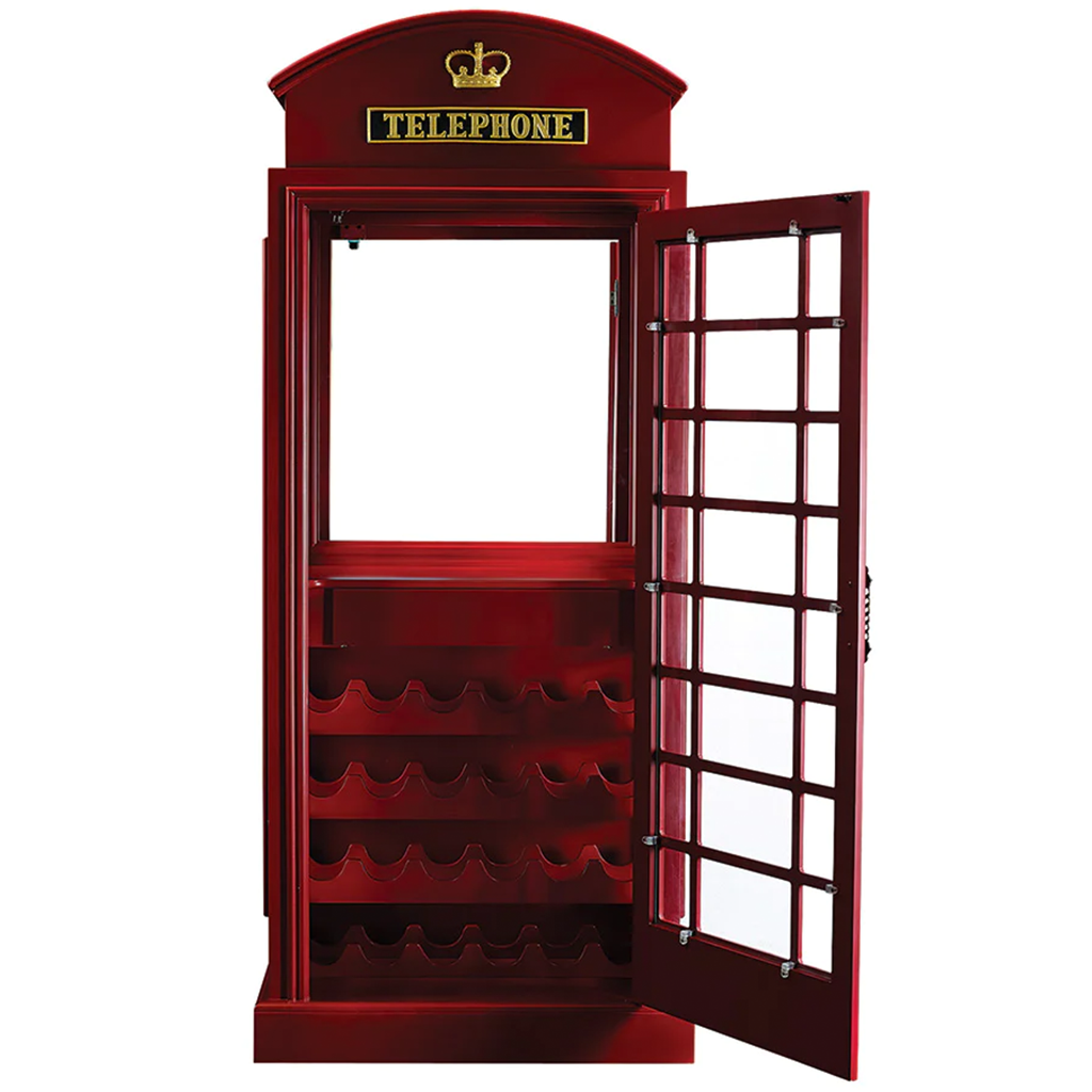 RAM Game Room English Phone Booth Bar Cabinet in Red | Home Bars USA